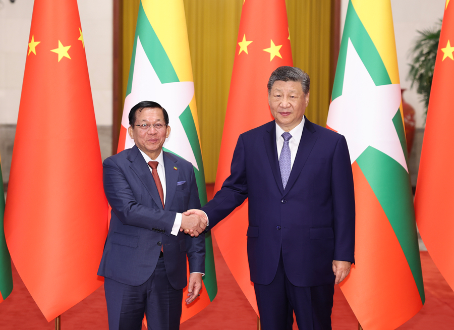 习近平同缅甸总统敏昂莱会谈-新华网